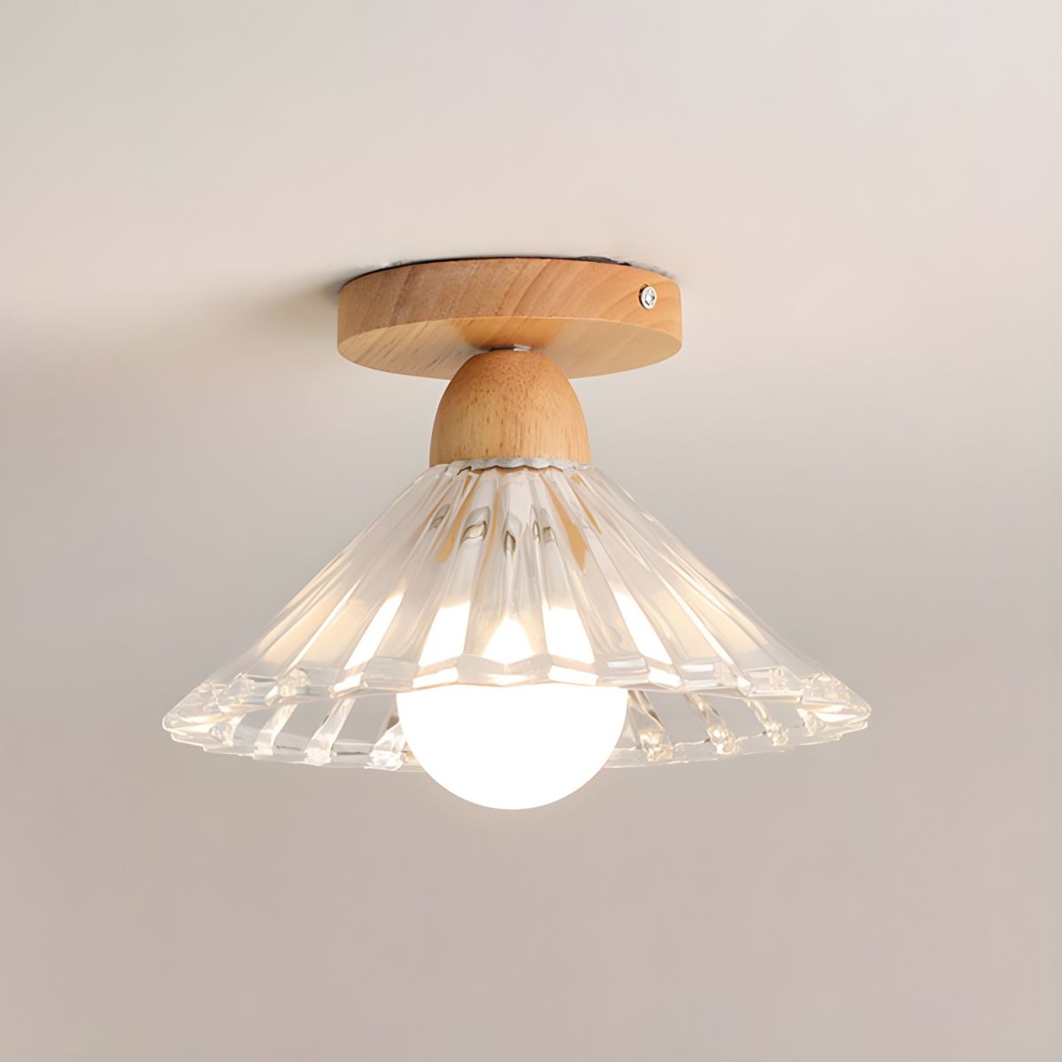Ceiling Light Ribbed Glass Cone Nordic Style Unisex Glass Shade Low ...