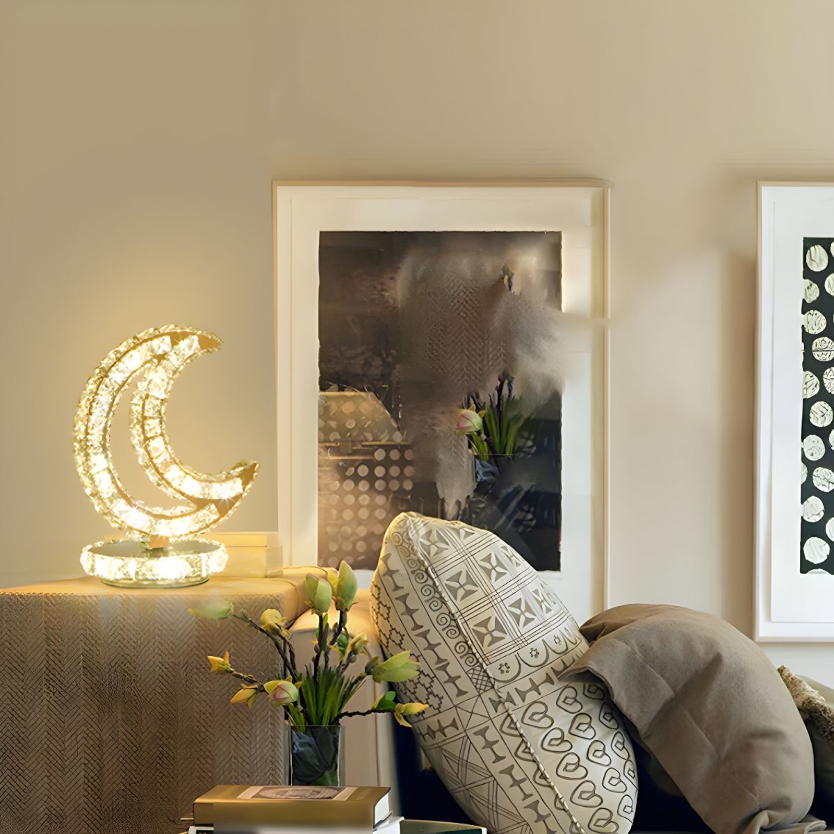Table lamp crystal shade | modern LED ambient lighting | home décor ...